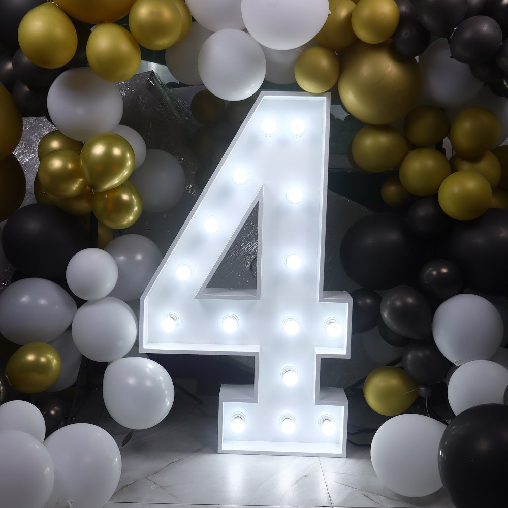 '4' cp00000Marquee Light 4 Feet White Gloss Number Four Sign – LC Sign ...