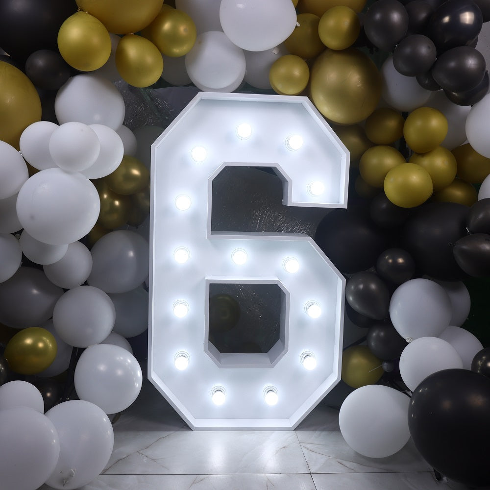 '6' Marquee Light 4 Feet White Gloss Number Six Sign – LC Sign Test Website