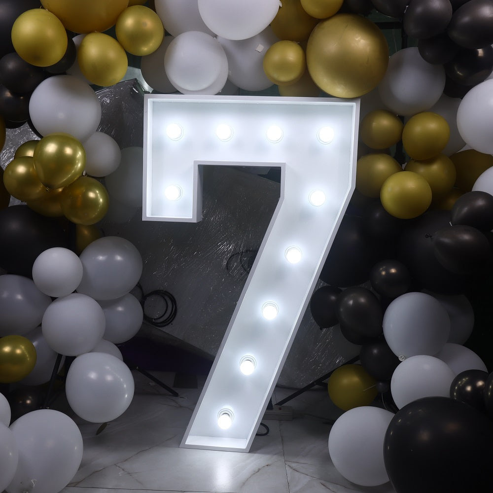 '7' Marquee Light 4 Feet White Gloss Number Seven Sign – LC Sign Test ...