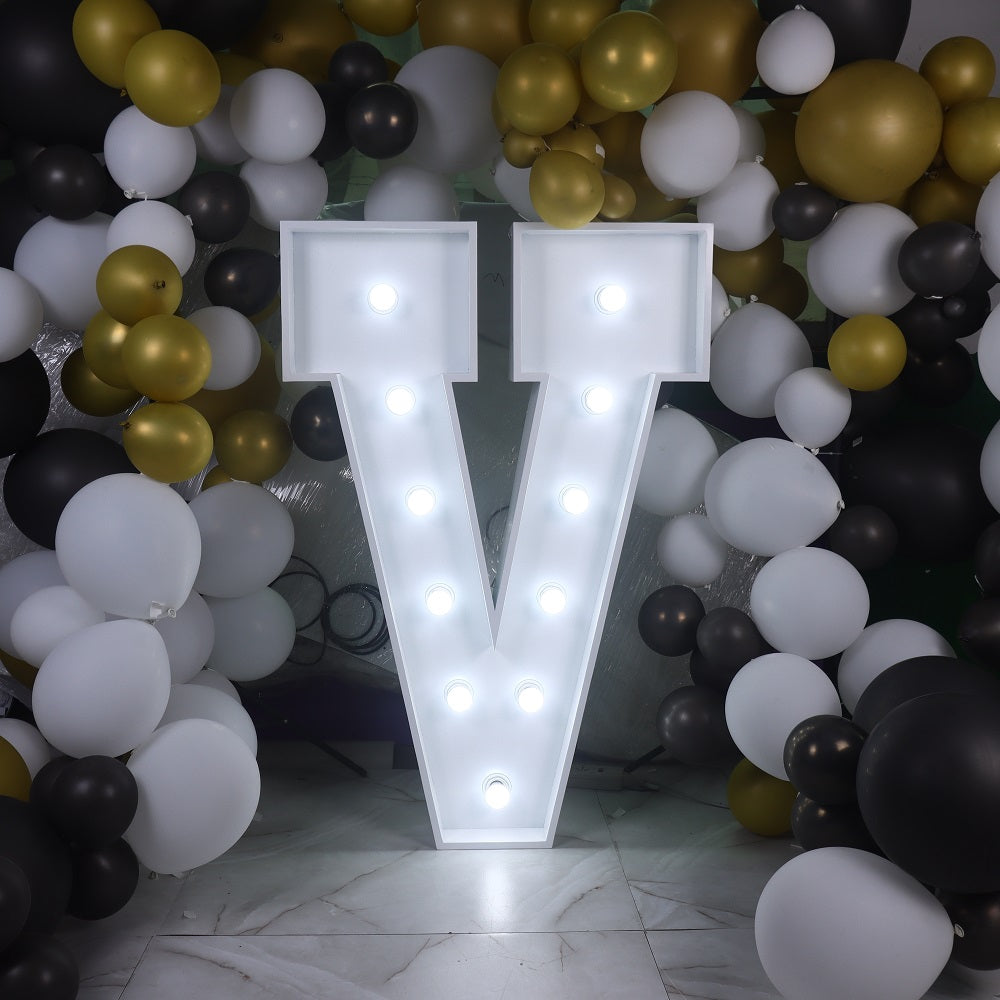 'V' Marquee Light 4 Feet White Gloss Letter V Sign – LC Sign Test Website