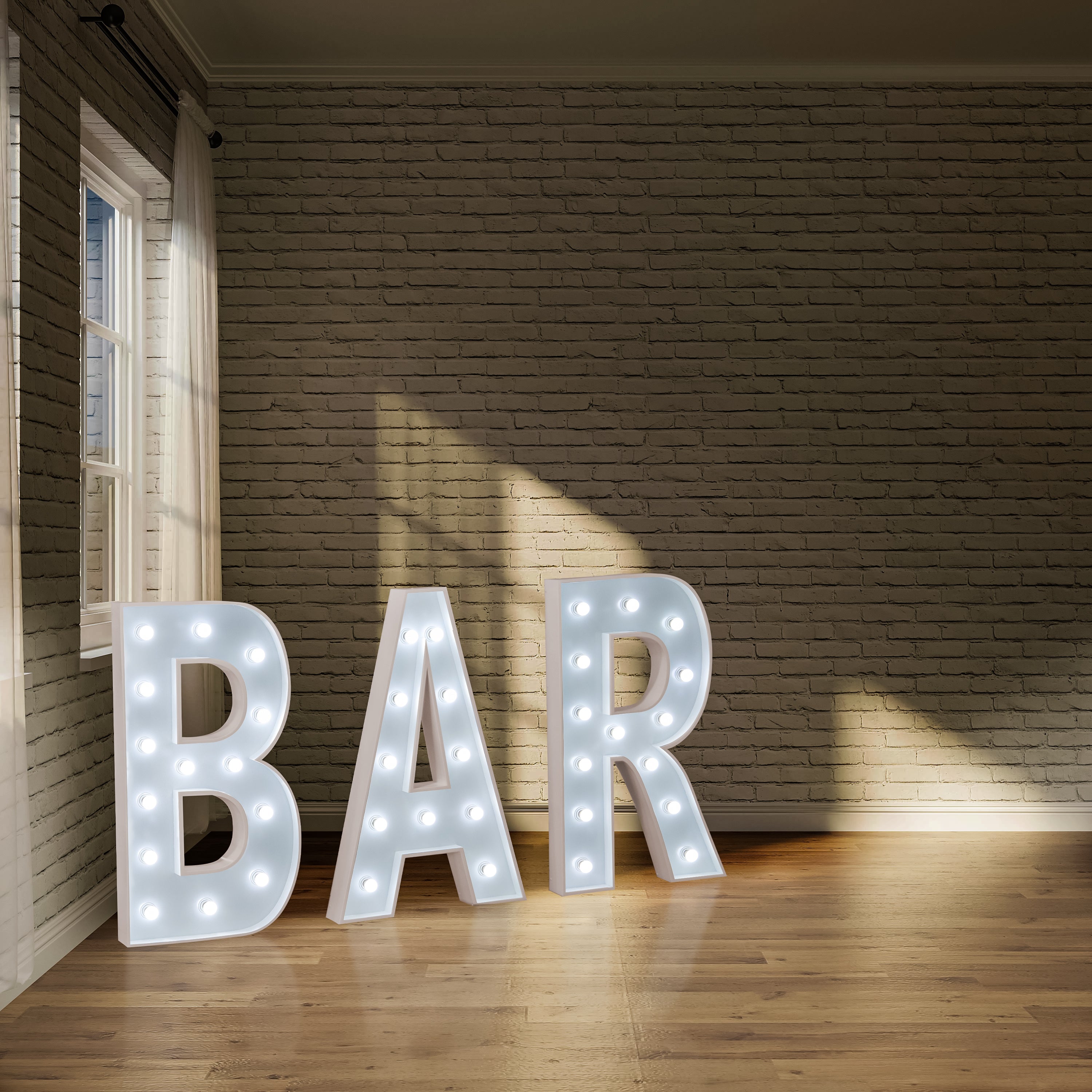 LED Bulb Letter 'BAR' 4 Feet White Gloss Light – LC Sign Test Website