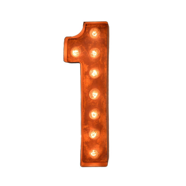 '1' Marquee Light 4 Feet Vintage Rust Number One Sign – LC Sign Test ...
