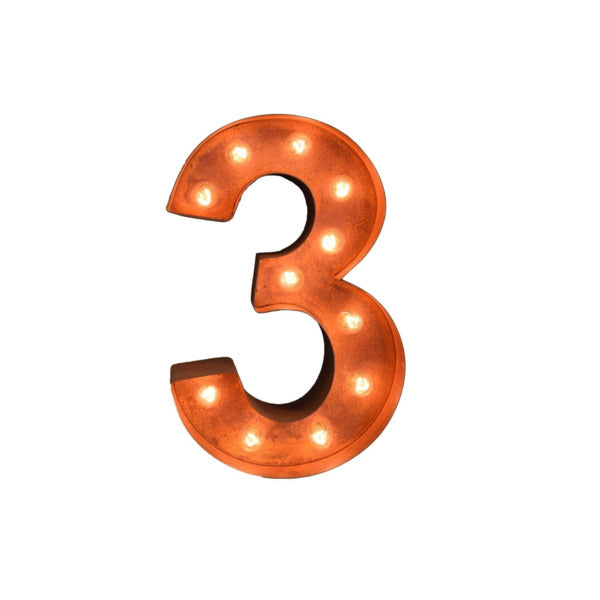 '3' Marquee Light 4 Feet Vintage Rust Number Three Sign – LC Sign Test ...