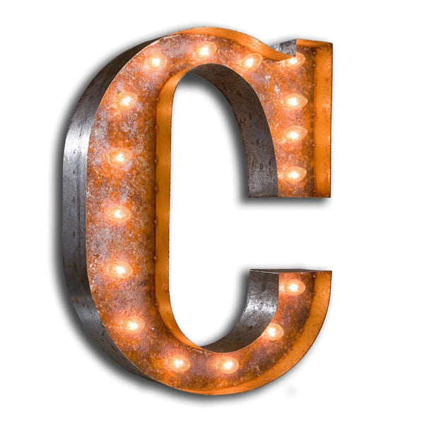 'C' Marquee Light 4 Feet Vintage Rust Letter C Sign – LC Sign Test Website